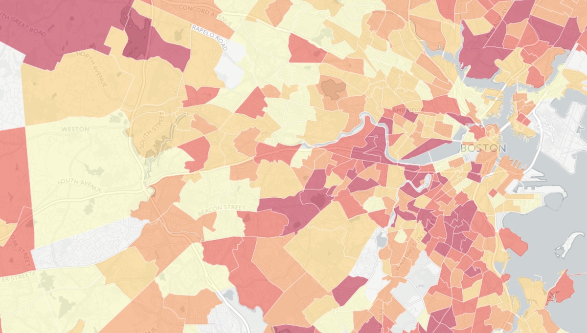 Concentrations of "rent-burdened" tenants in Boston